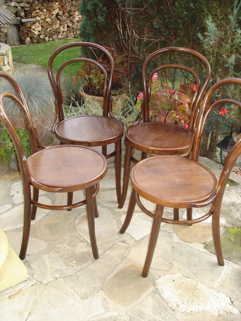 Thonet 4 gięte przedwojenne krzesła - nr 14 - 12935317000 - oficjalne archiwum Allegro