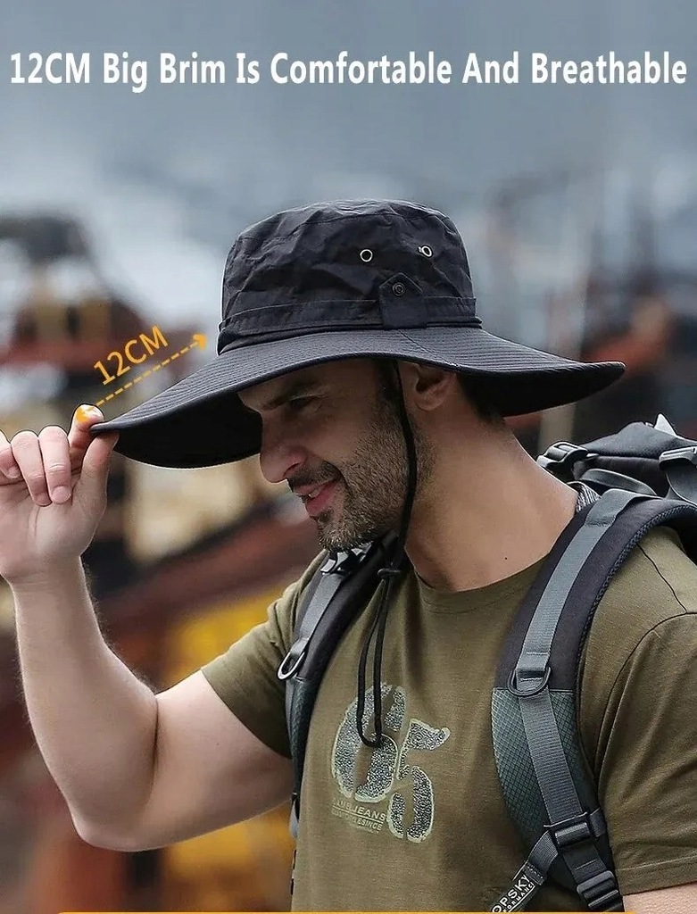 KAPELUSZ WĘDKARSKI PRZECIWSŁONECZNY SIATECZKOWA CZAPKA ANTY-UV granatowy - 15782820041 ...