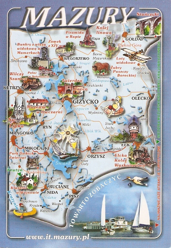 MAZURY - MAPA + GIŻYCKO i OLECKO - REJS - 2005R - 8876866384 ...