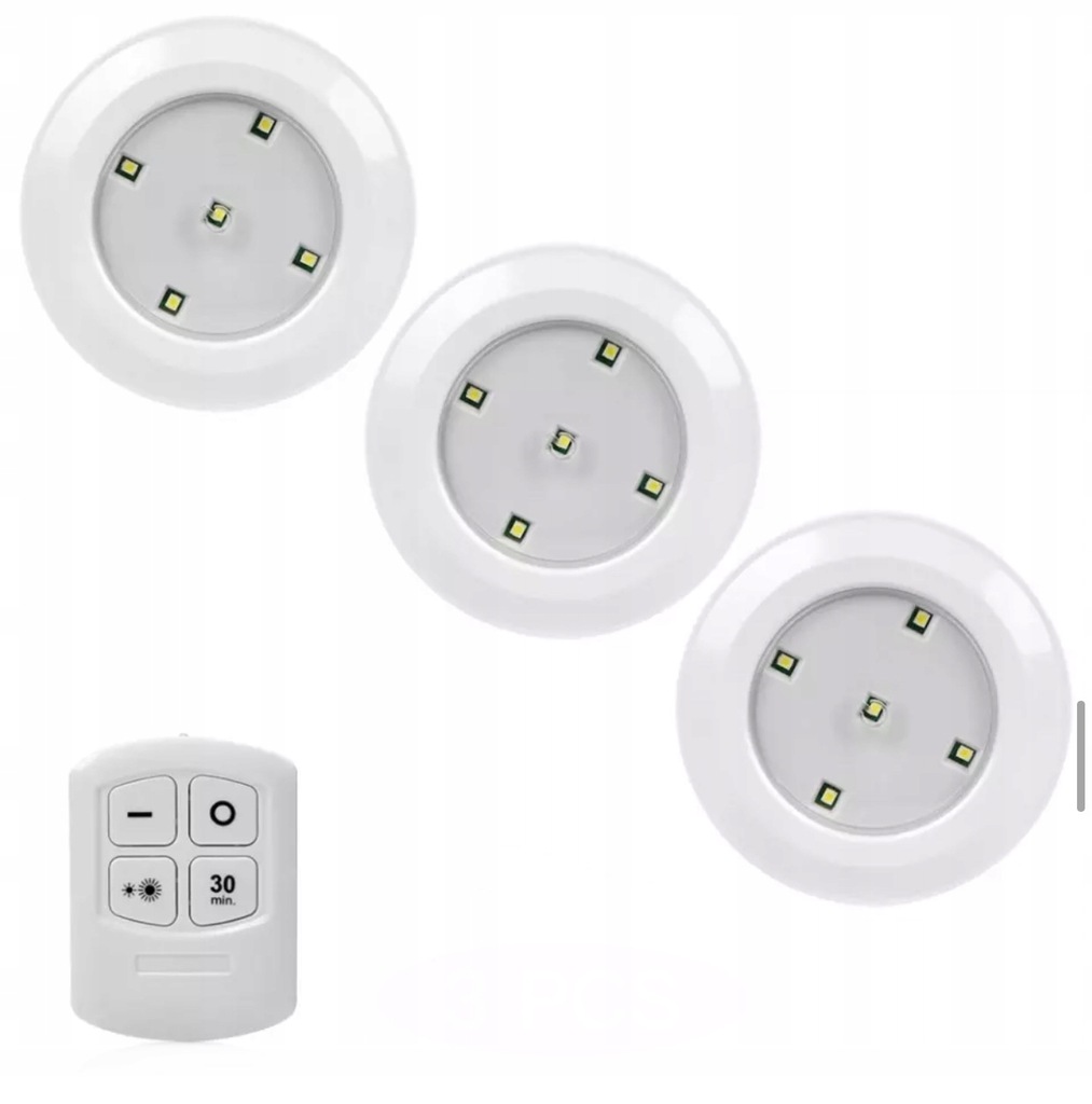3x LAMPKI lampy BEZPRZEWODOWE LED na baterie PILOT - 11045368472 ...