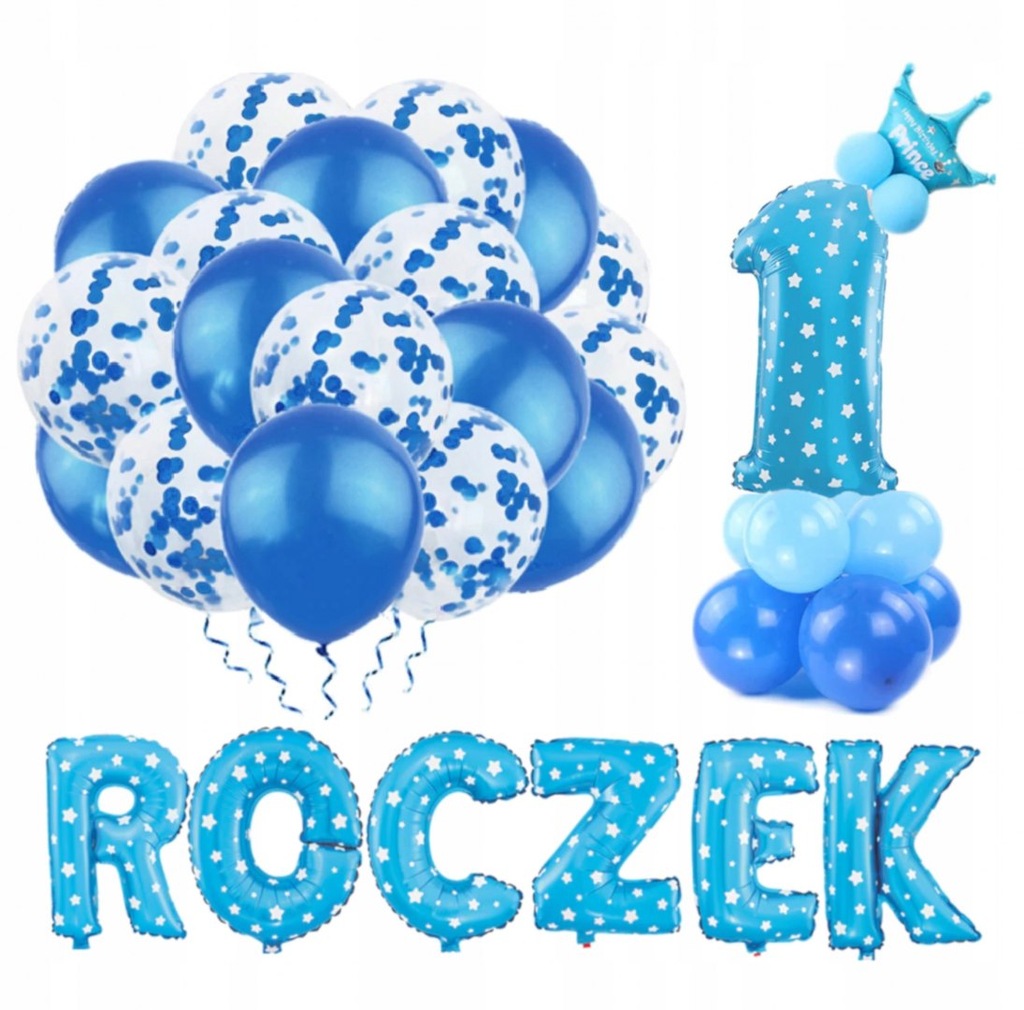 Duży Zestaw BALONY na roczek CHŁOPIEC URODZINY !!! - 12315321235 ...