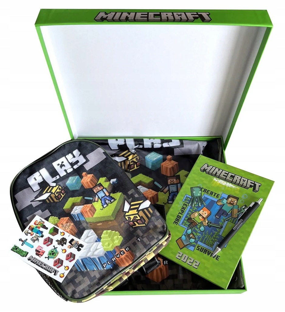 BOX MINECRAFT NA PREZENT DLA DZIECKA DO SZKOŁY - 12136594094 ...