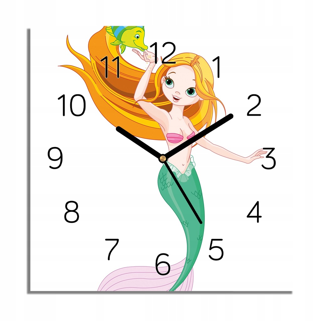 Syrena ryba zegar szklany do biura 30x30 na ścianę - 12029776847 ...