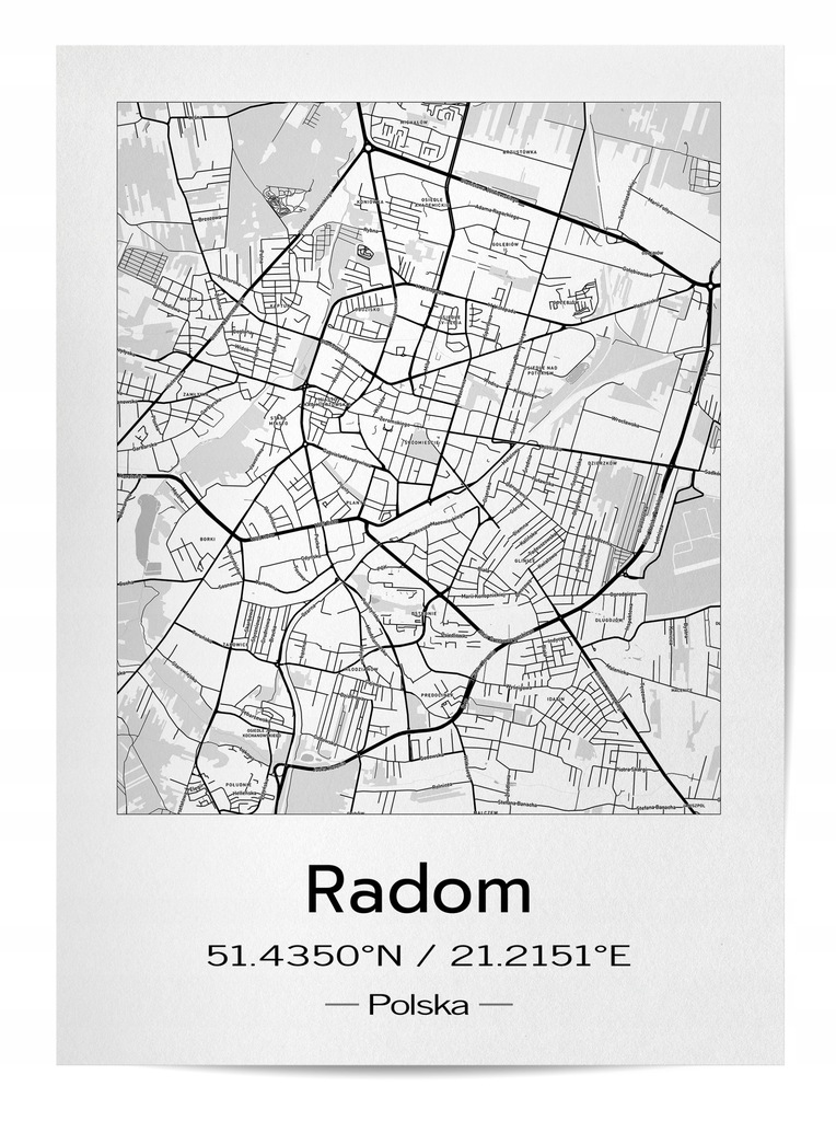 PLAKAT MAPA RADOMIA Z NAZWAMI ULIC, 50x70cm. - 13629273277 - oficjalne ...