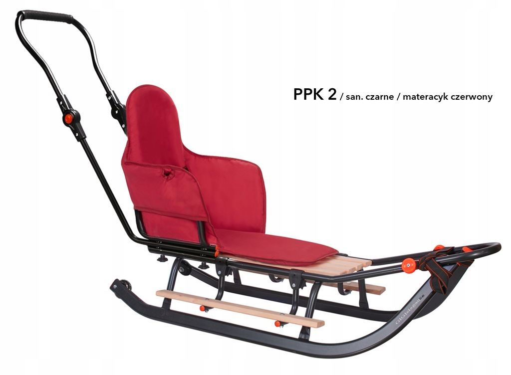 Metalowe sanki tradycyjne GIGI SMART podnóżki oparcie pchacz LED ...