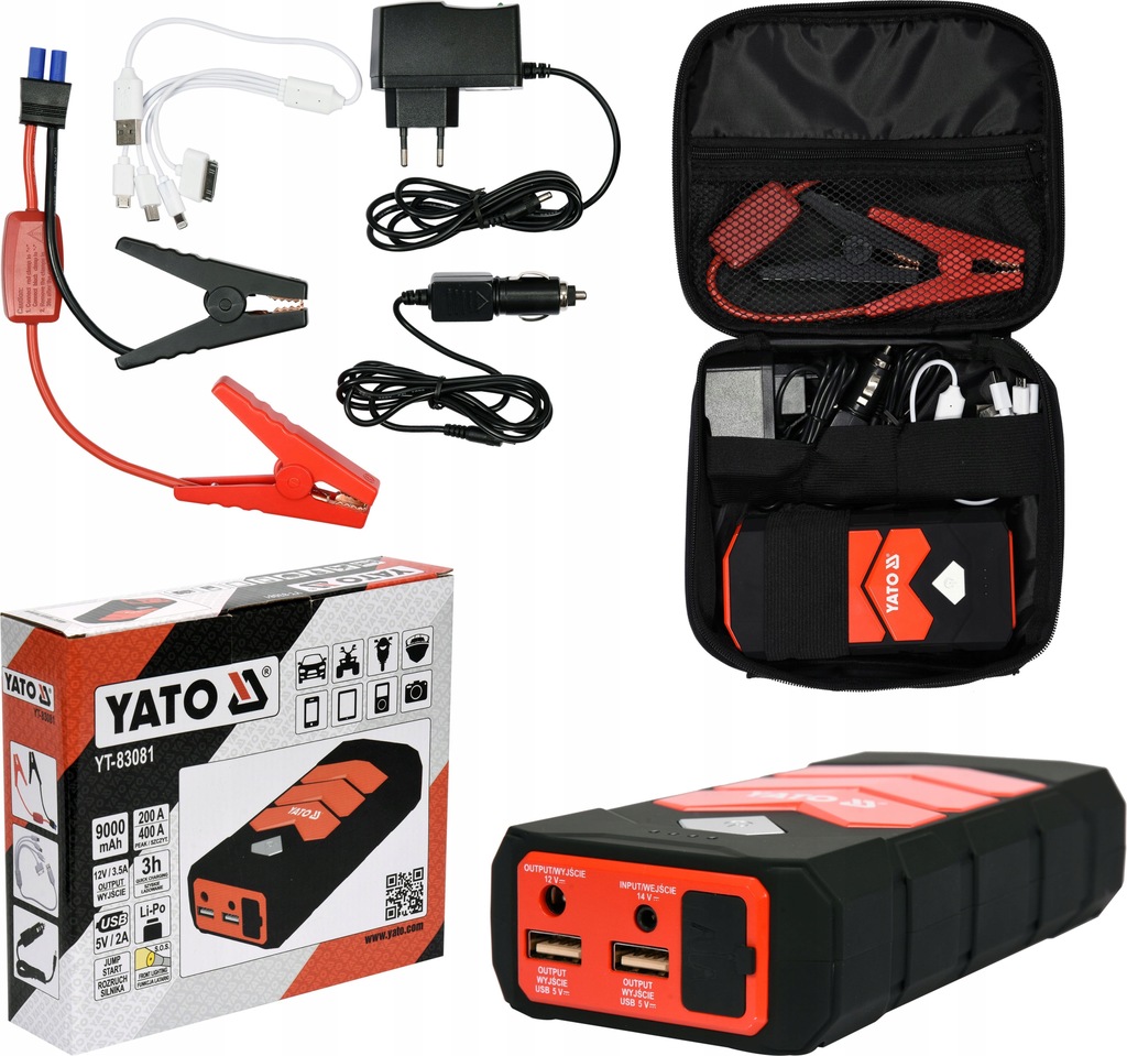 JUMP STARTER POWER BANK 9000mA USB rozruch auta - 12462933292 ...