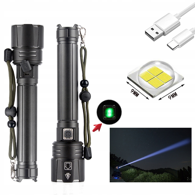 ZOOM LAMP Cree XHP90.2 LED LATARKA Ładowanie USB - 8816381694 ...