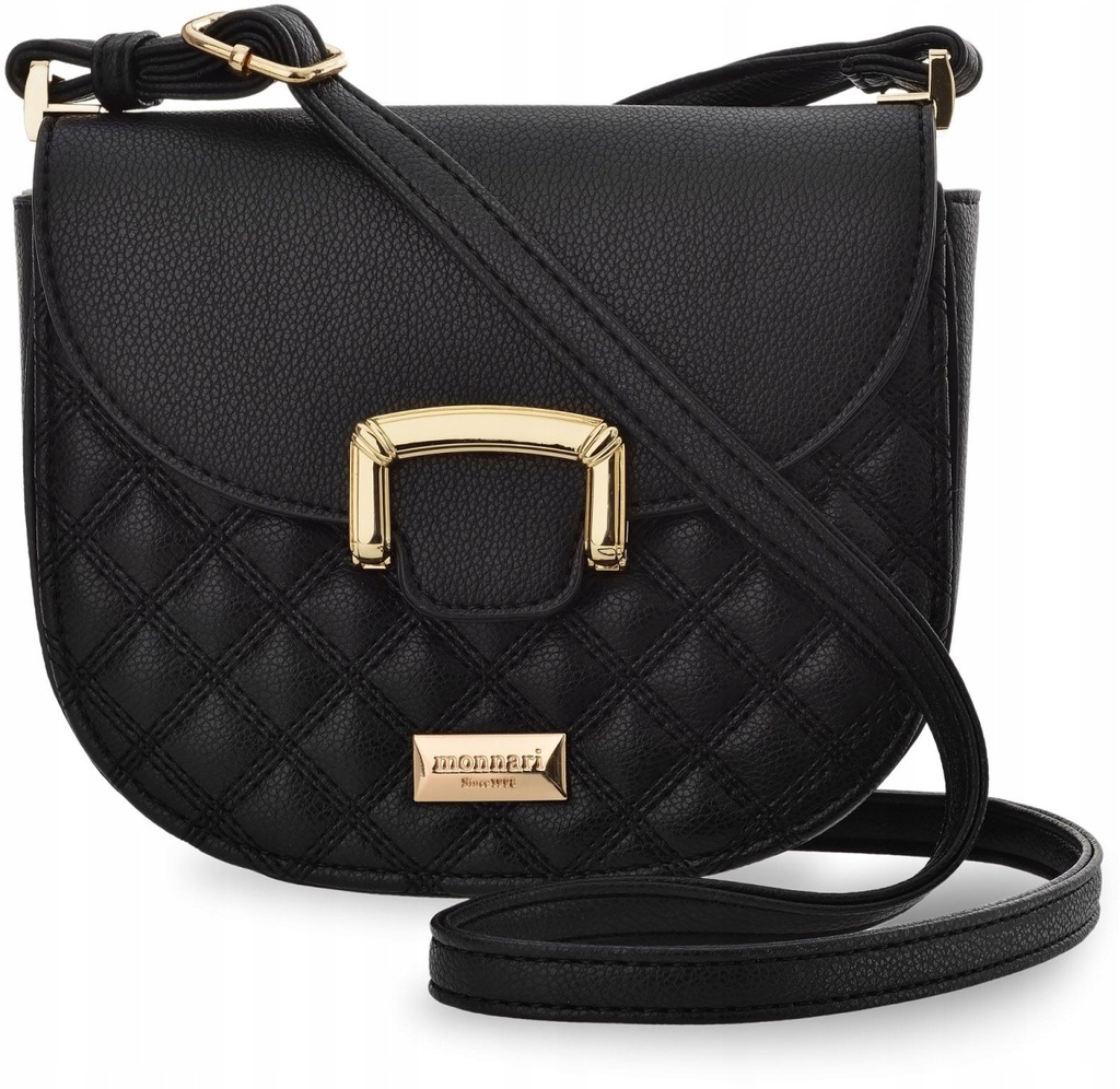 Torebka MONNARI Mała Damska Listonoszka Czarna ELEGANCKA Kuferek Z Klapą - 15565463866 ...