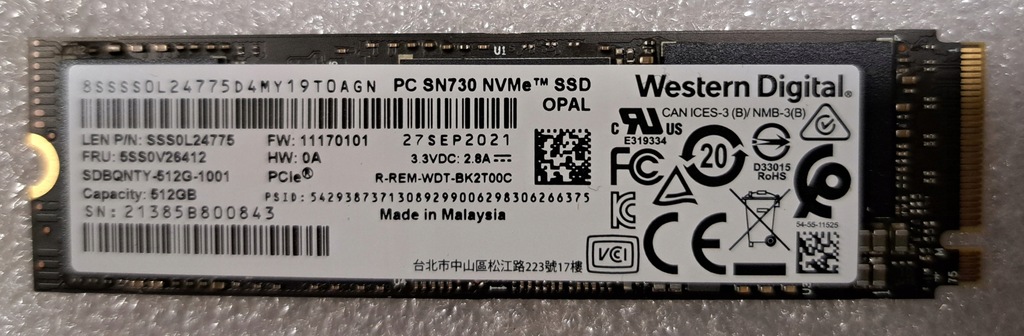 Western Digital SN730 512GB SSD NVMe 8cm - 14908216565 - oficjalne ...