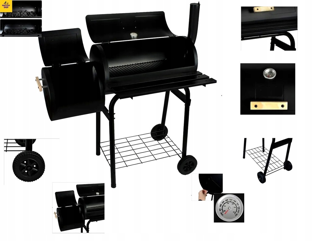 GRIL GRILL OGRODOWY WĘGLOWY PÓŁKI WĘDZARNIA BECZKA - 12070305462 ...