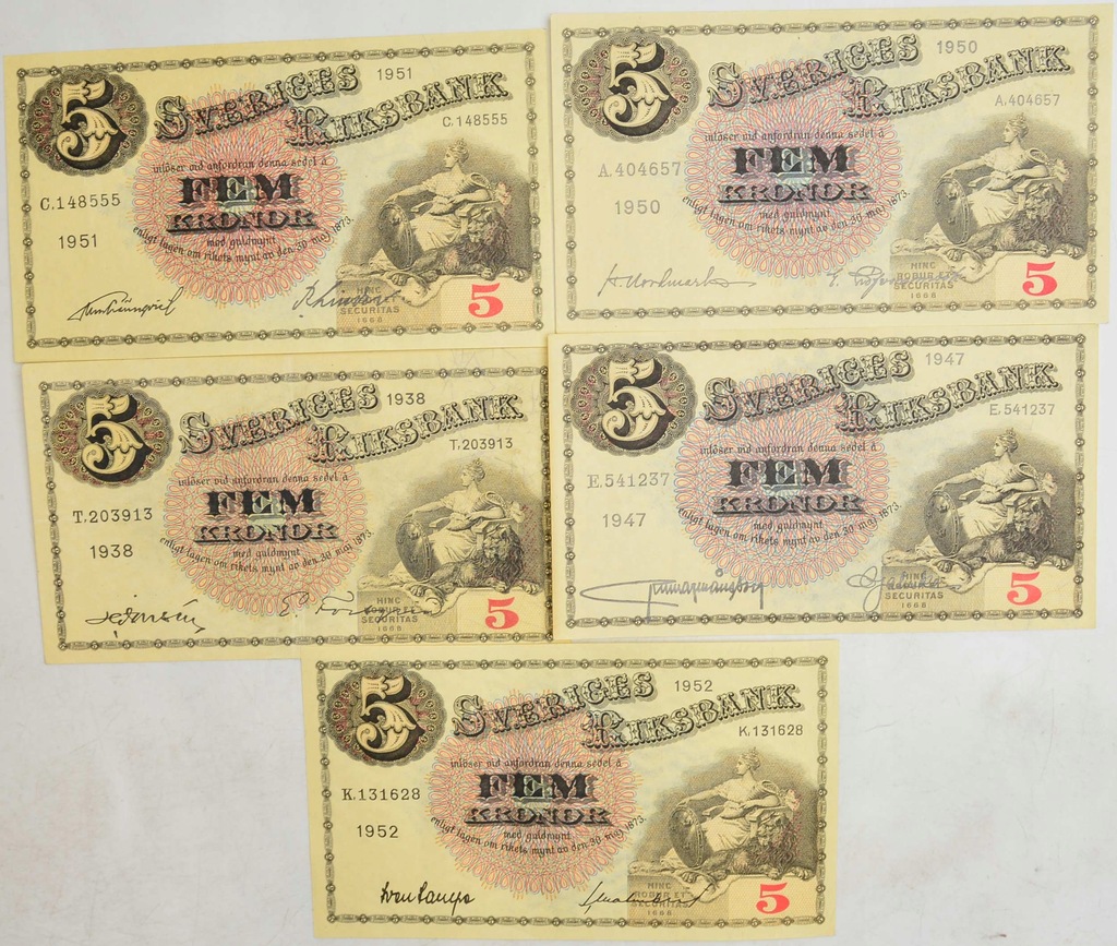8.hc.Zest.Szwecja, Banknoty 5 Koron szt.5 - 15343903434 - oficjalne ...