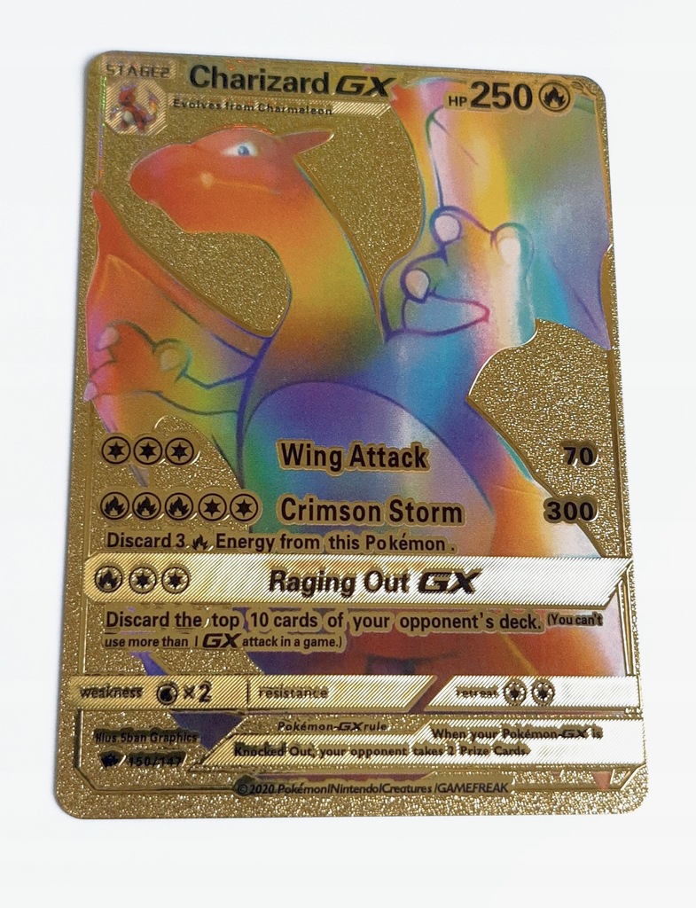 Pokemon Charizard GX Złota Karta Gold - 12093033364 - oficjalne archiwum Allegro