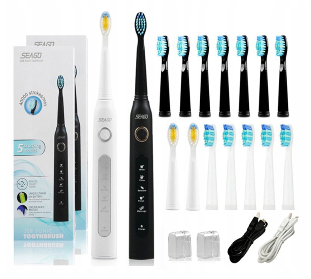 2x seago SZCZOTECZKA SONICZNA ELEKTRYCZNA DO ZĘBÓW - 13026914951 - oficjalne archiwum Allegro