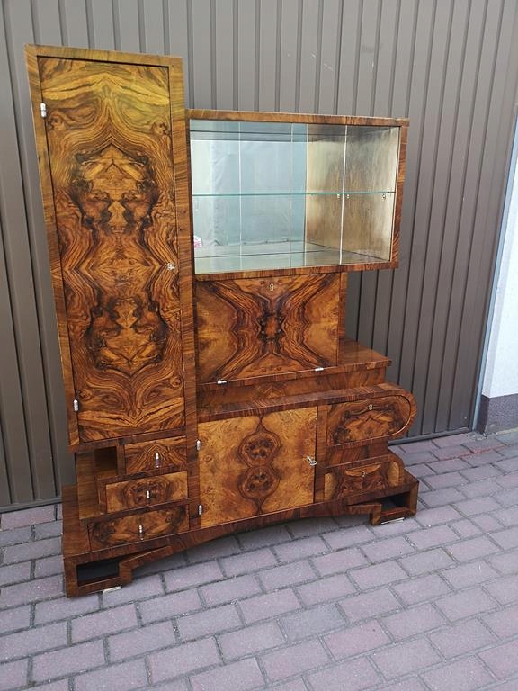 Witryna Barek ART-DECO Politura Orzech Stara Antyk - 14024840694 ...