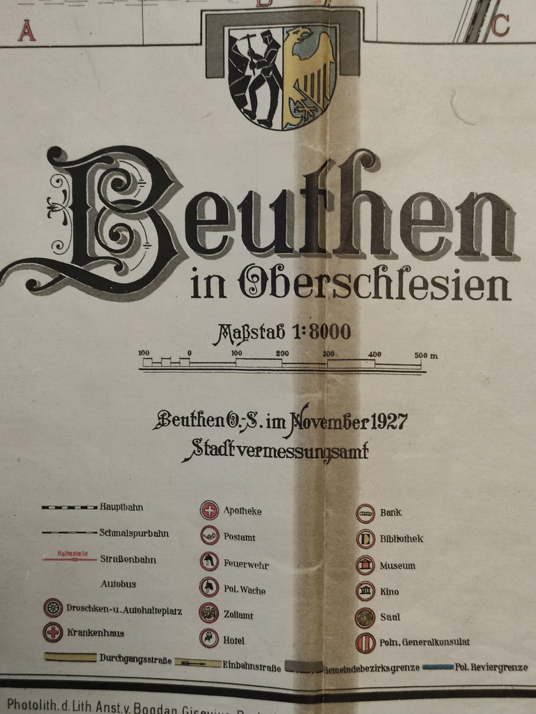 Przedwojenna mapa STADTPLAN BEUTHEN BYTOM 1927 - 13539269605 ...
