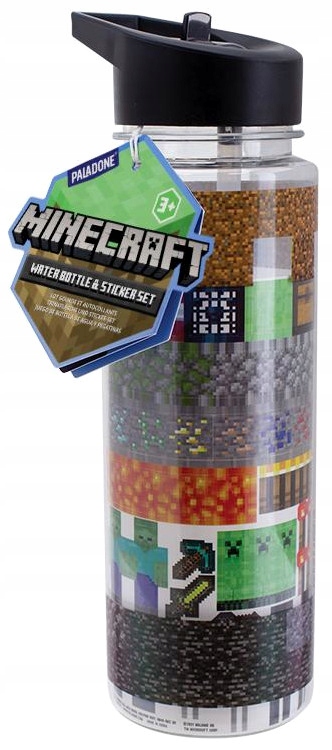 BUTELKA MINECRAFT BIDON z RURKĄ + NAKLEJKI 650ml B - 13721385012 ...