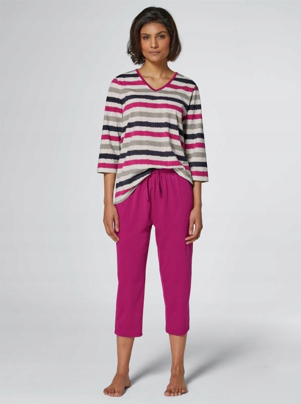 WASCHEPUR RÓŻOWA PIŻAMA DAMSKA W PASKI 44/46 2SZT. - 13384080057 ...