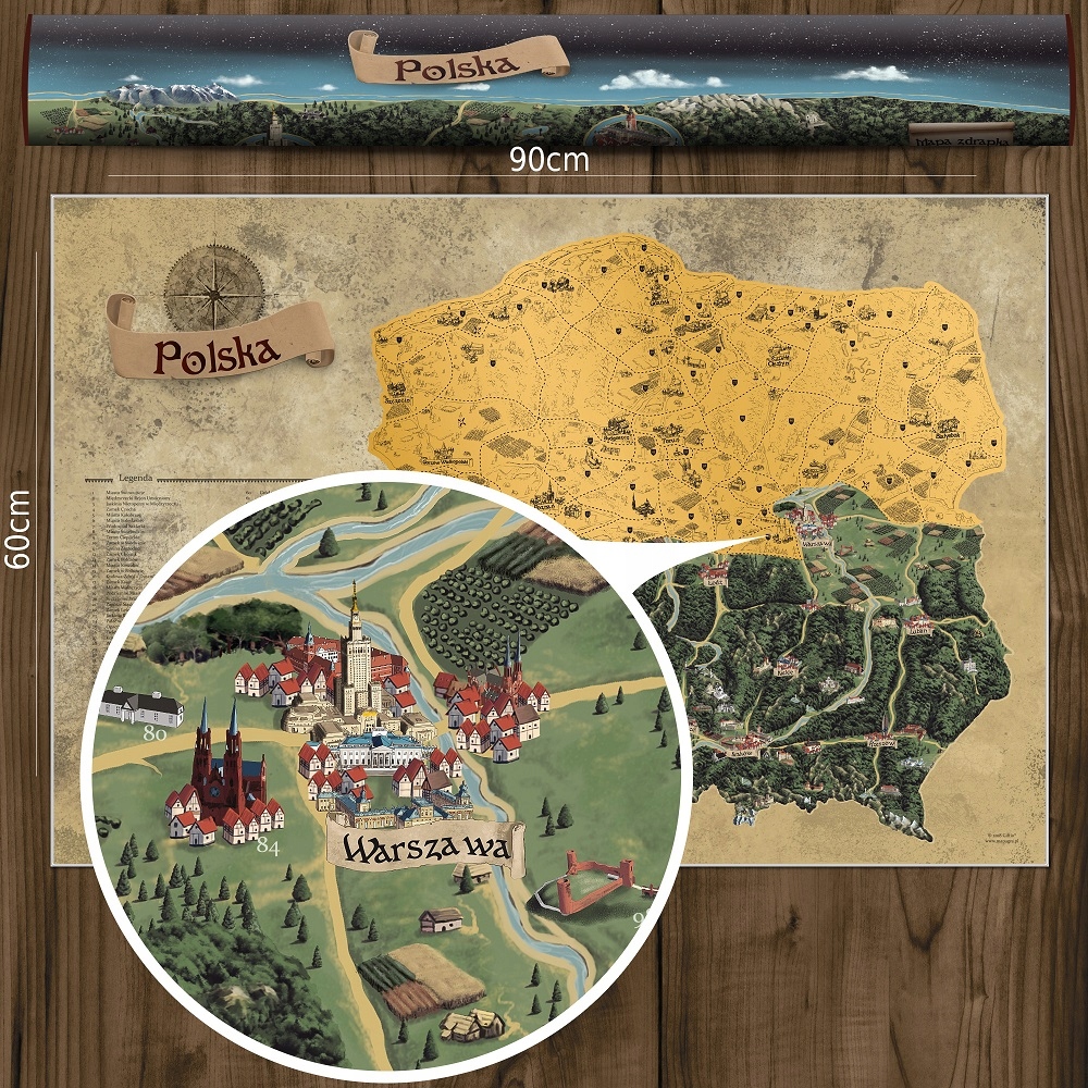 Mapa Zdrapka Polski Deluxe XL - 12275749411 - oficjalne archiwum Allegro
