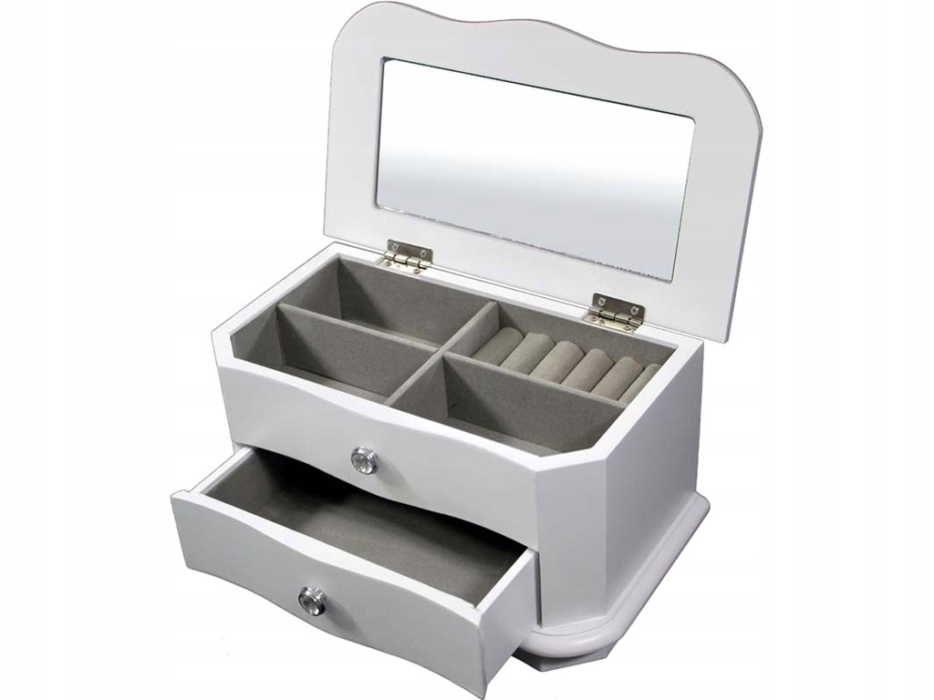 84995 DUŻY Kuferek na biżuterię Szkatułka - BIAŁA - 11787921078 ...