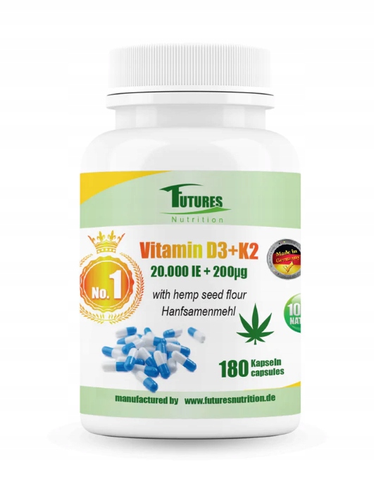 Witamina D3 20000IU + Wit K2-MK7 200mcg 180 kapsułek PROSTY SKŁAD USZKODZ - 15405221515 ...