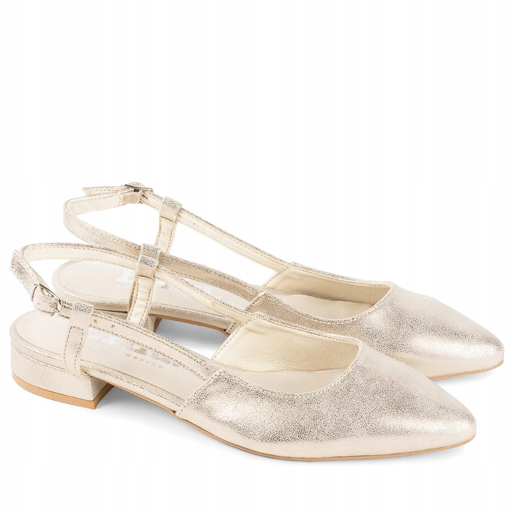 BRILU CZÓŁENKA BALERINY ŚLUBNE BEZ PIĘTY ZŁOTE 36 - 10841453597 ...