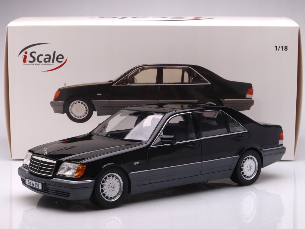 Mercedes-Benz S500 (W140) year 1994-98 black iScale 1:18 - 14931550783 - oficjalne archiwum Allegro