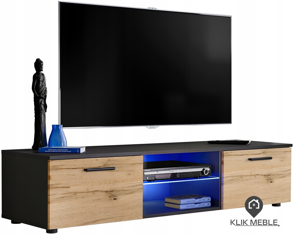 Szafka pod telewizor SMART RTV+LED/Dąb wotan - 13443361478 - oficjalne archiwum Allegro