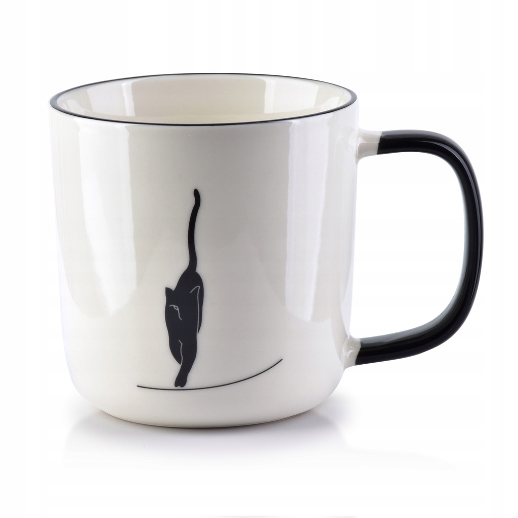 SAMMY CAT Kubek 360ml h9x8,7x8cm czarne ucho i obwódka - 14700931734 ...