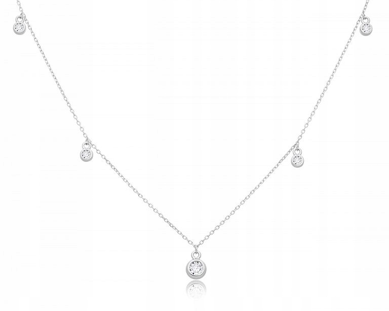 Naszyjnik srebrny damski wiszące cyrkonie p925 - 13609110746 ...