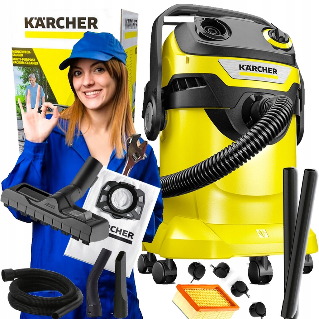 ODKURZACZ PRZEMYSŁOWY WD5 KARCHER BEZWORKOWY WORKOWY OTRZĄSACZ NADMUCH 1800 - 14488249842 ...