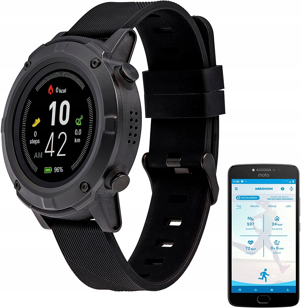 SMARTWATCH DAMSKI MĘSKI DLA DZIECI ZEGAREK SPORTOWY CZARNY MEDION S2400 ...