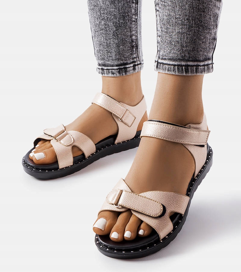 Hers Sandały damskie szare na platformie błyszczące Kolor r. 38 - 16261901462 - oficjalne ...