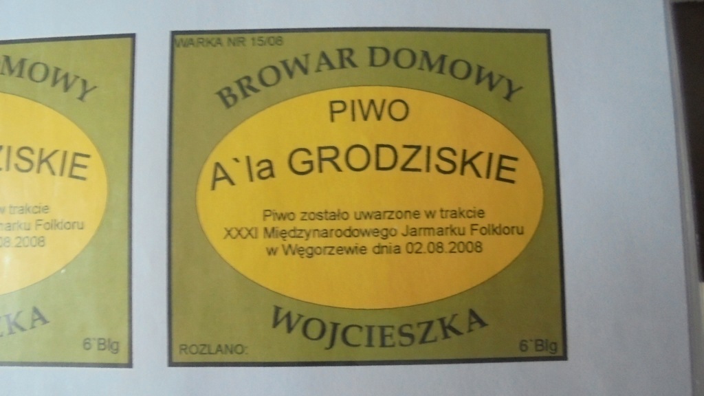 Etykieta browar domowy Węgorzewo piwo Grodziskie - 12610990009 - oficjalne archiwum Allegro