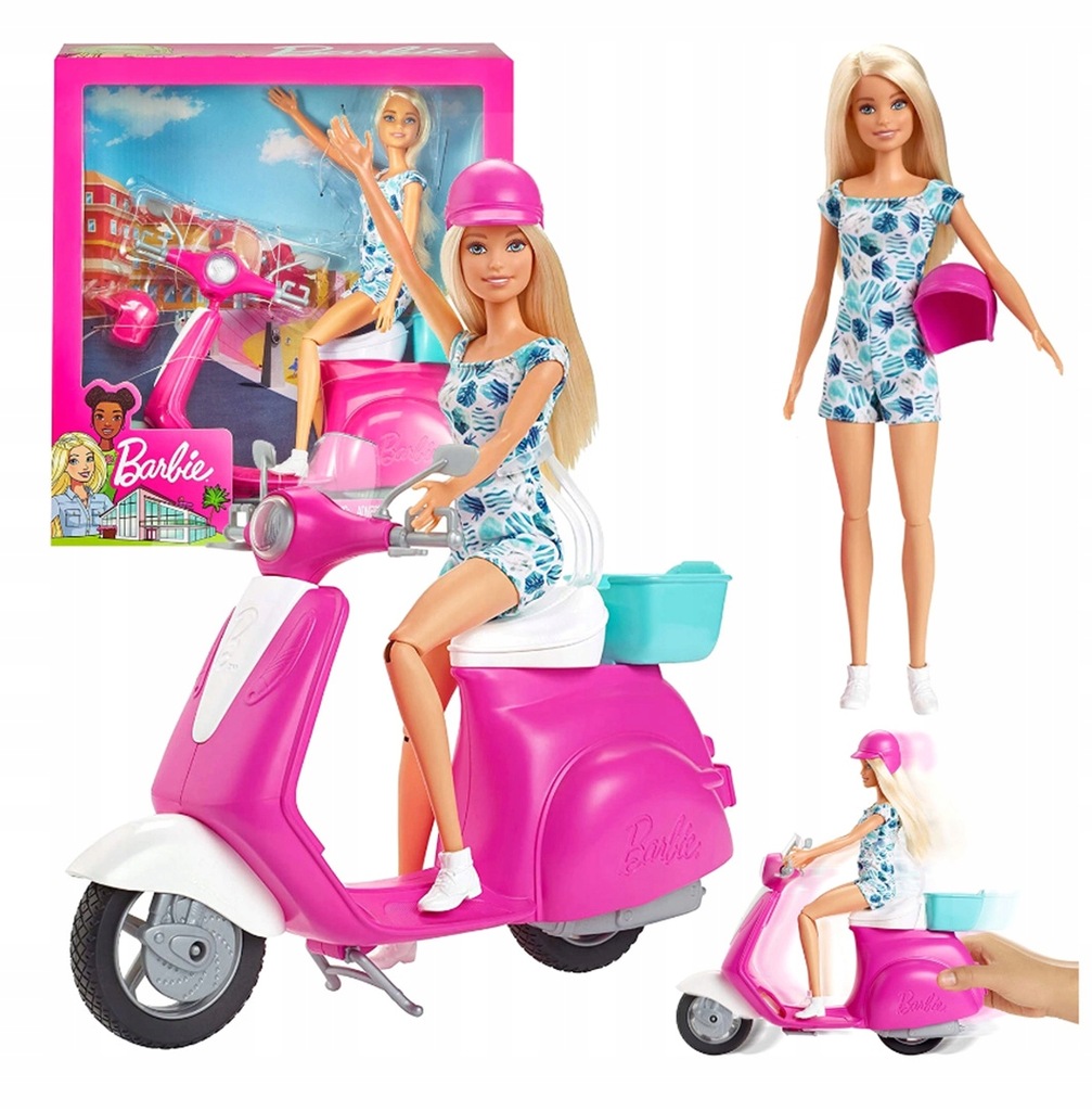 MATTEL LALKA BARBIE ZE SKUTEREM ZESTAW GBK85 - 10429680323 - oficjalne ...