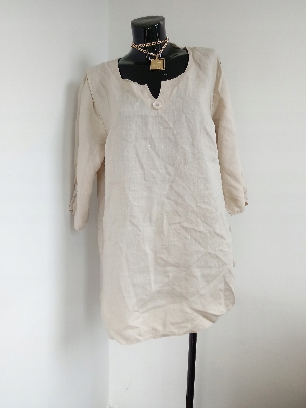 Mac Scott lniana bezowa sukienka 100% len beż XL L - 11628788544 ...