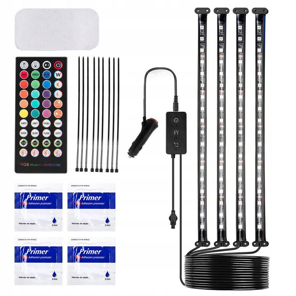 PASKI LED LEDY USB WNĘTRZA AUTA TAŚMA KABINY SAMOCHODU OŚWIETLENIE ...