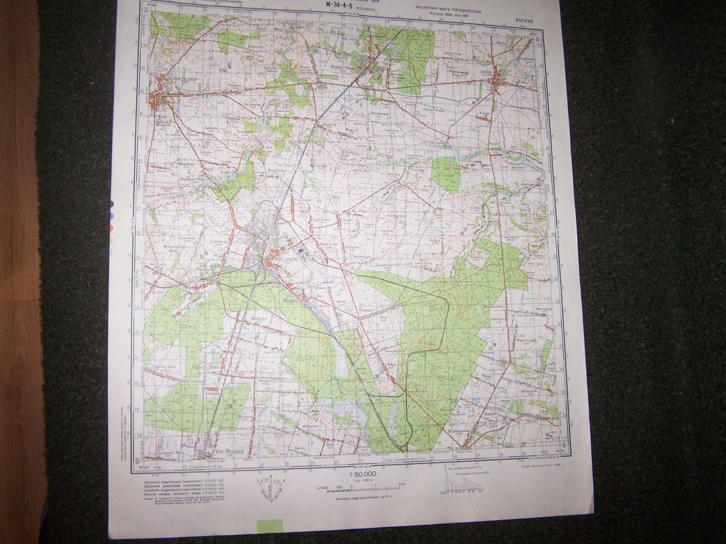 MAPA WOJSKOWA okolice KOLUSZEK - 13958154717 - oficjalne archiwum Allegro