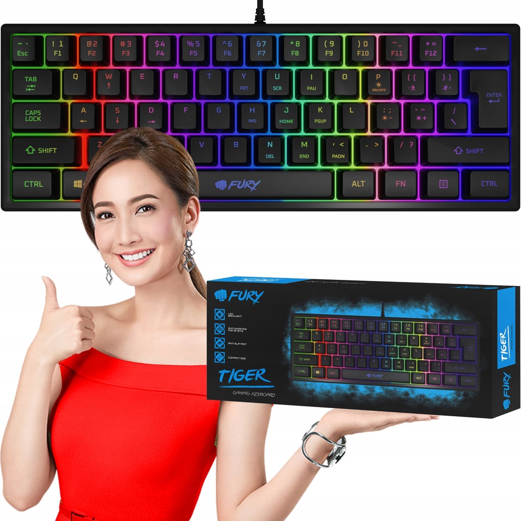 KLAWIATURA GAMINGOWA FURY TIGER DLA GRACZA RGB LED - 12515512420 ...