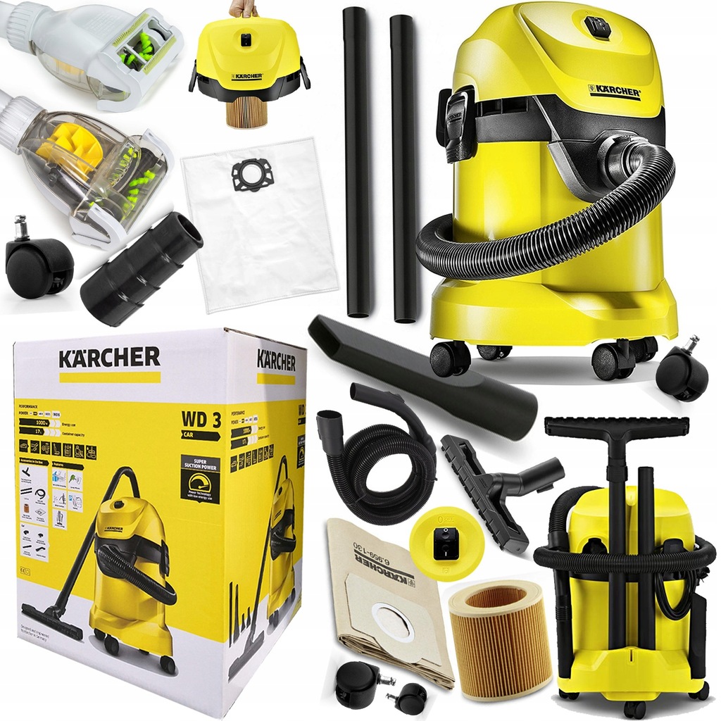 MOCNY ODKURZACZ PRZEMYSŁOWY KARCHER WD3 TURBO XXXL - 8334540485 - oficjalne archiwum Allegro