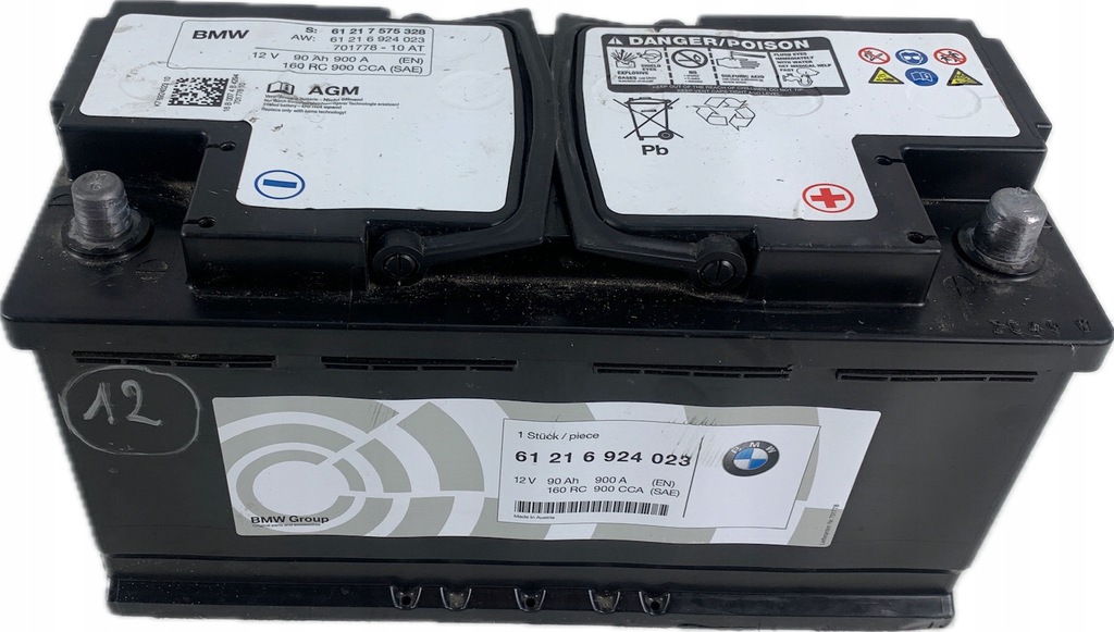 AKUMULATOR BMW AGM 90 Ah 900A 12V ORYGINAŁ 2016 7575328 6924023 ...
