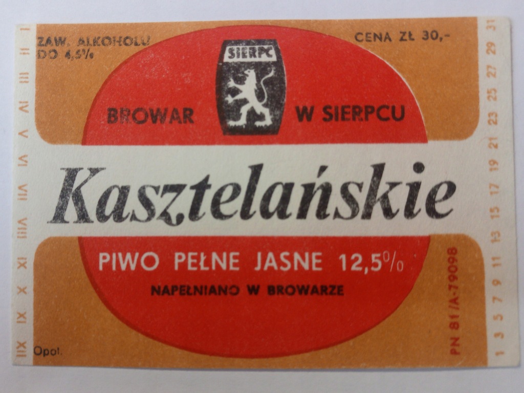 Etykieta Browar Sierpc - Piwo KASZTELAŃSKIE - 10589389025 - oficjalne archiwum Allegro