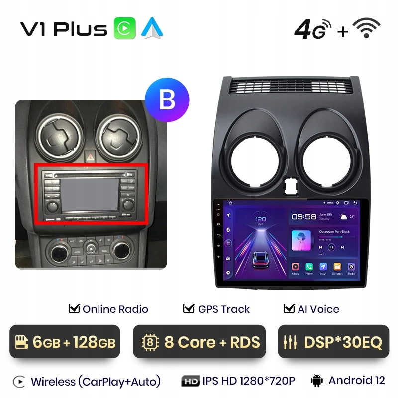 Radio For Nissan Qashqai J10 2006-2013 6GB +128GB CarPlay Android Auto ...