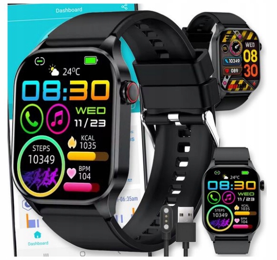 SMARTWATCH MĘSKI ZEGAREK WODOODPORNY PL MENU ROZMOWY SMART WATCH ...