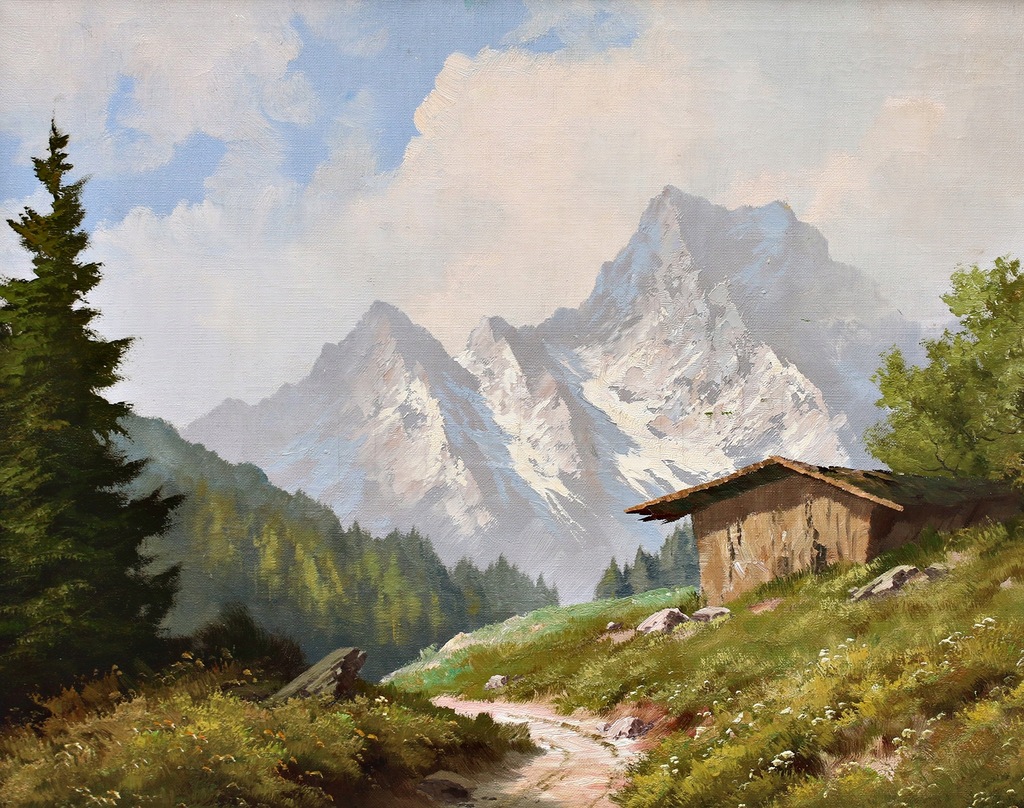 JOHANNES BOCHMANN (1922-?) PEJZAŻ ALPEJSKI OBRAZ - 11864114303 ...