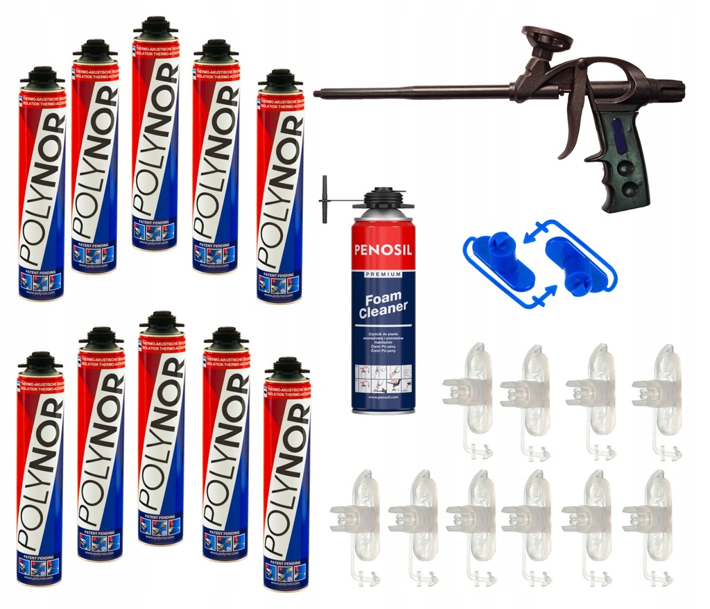 POLYNOR Izolacje natryskowe piana pur ZESTAW 24el - 8109070368 - oficjalne archiwum Allegro