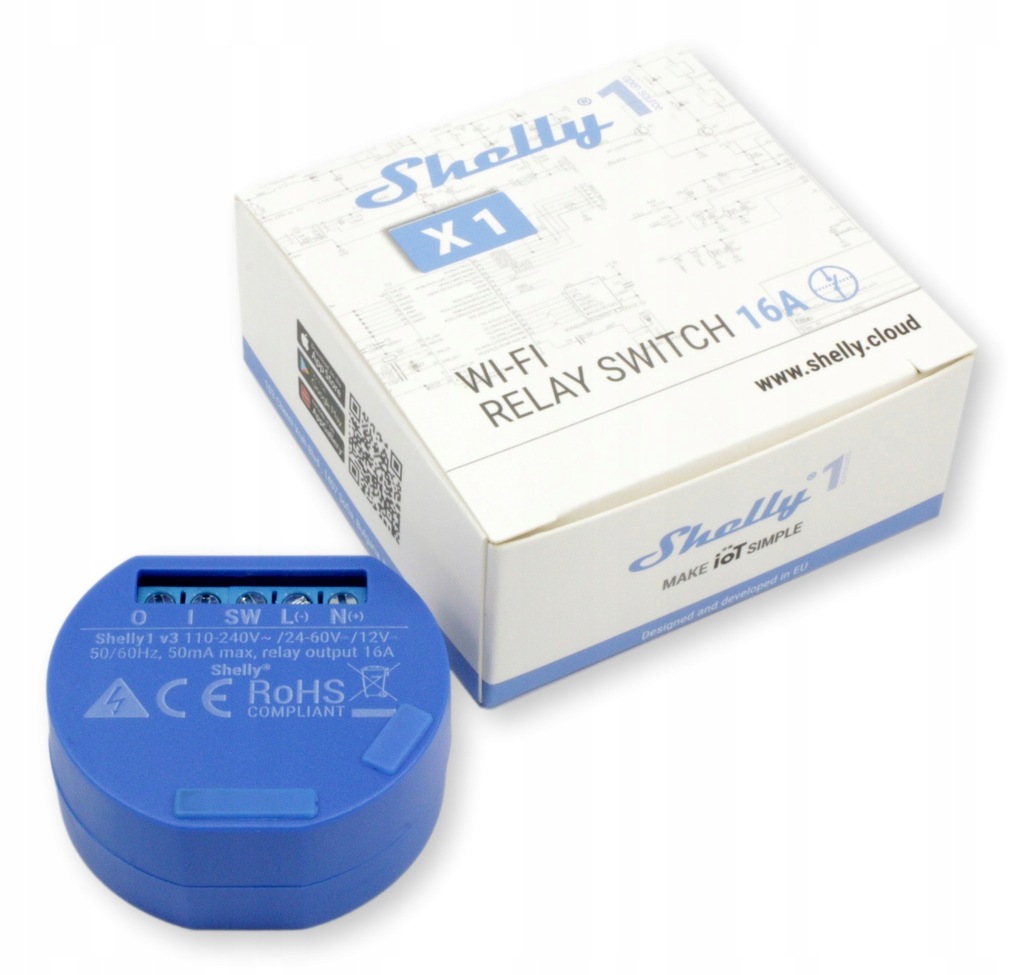 Shelly1 - Relay Switch 1x przekaźnik 12V/24V-60V D - 13236765497 ...