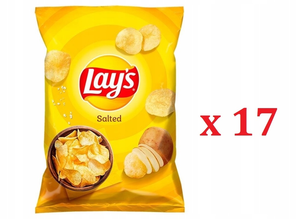 Chipsy Lay's Solone 40 g Lays Salted Pakiet x 17 - 13311356114 - oficjalne archiwum Allegro