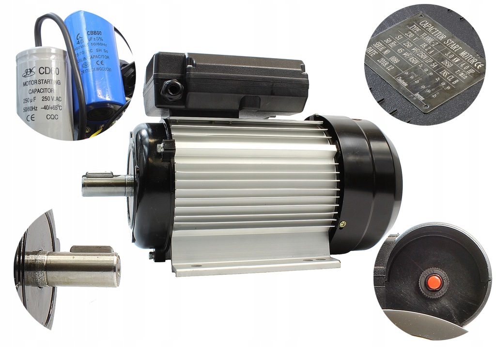 Silnik elektryczny 230V 3 kW 2850 rpm 1 fazowy - 7814027561 - oficjalne archiwum Allegro