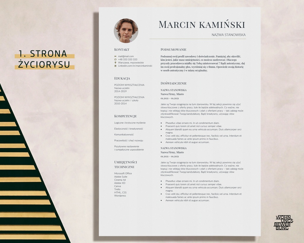Szablon CV + List motywacyjny (Ms Word) PL + ENG - 11006386285 - oficjalne archiwum Allegro
