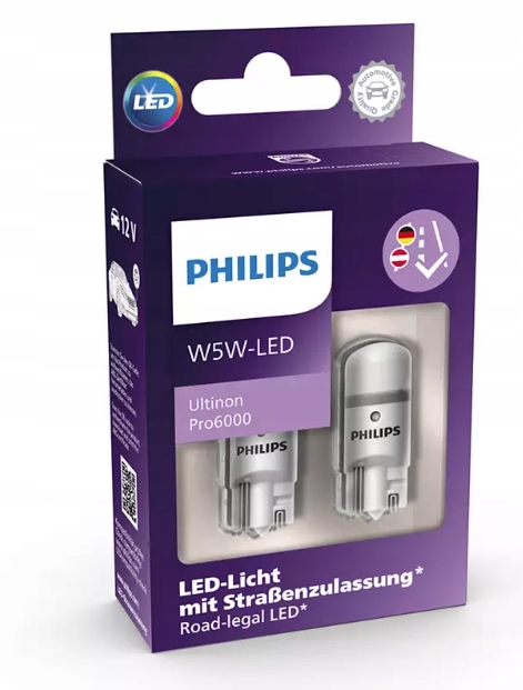PHILIPS żarówki LED W5W 6000K białe z homologacją - 13515471775 ...